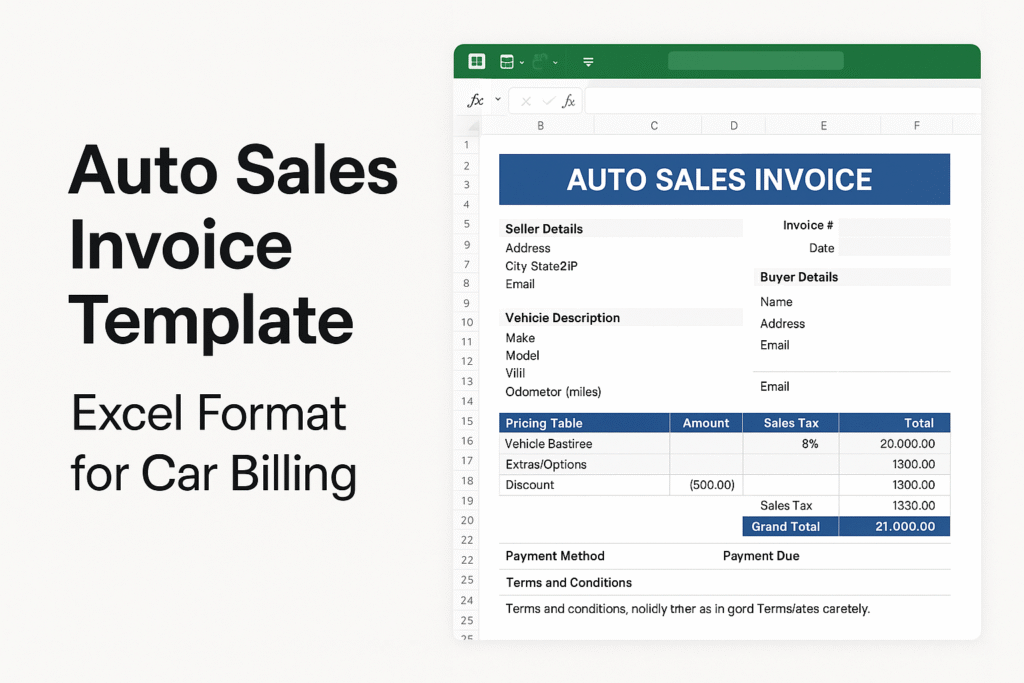 Auto Sales Invoice Template – Excel Format for Car Billing