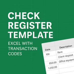 Excel Template for Check Register with Transaction Codes