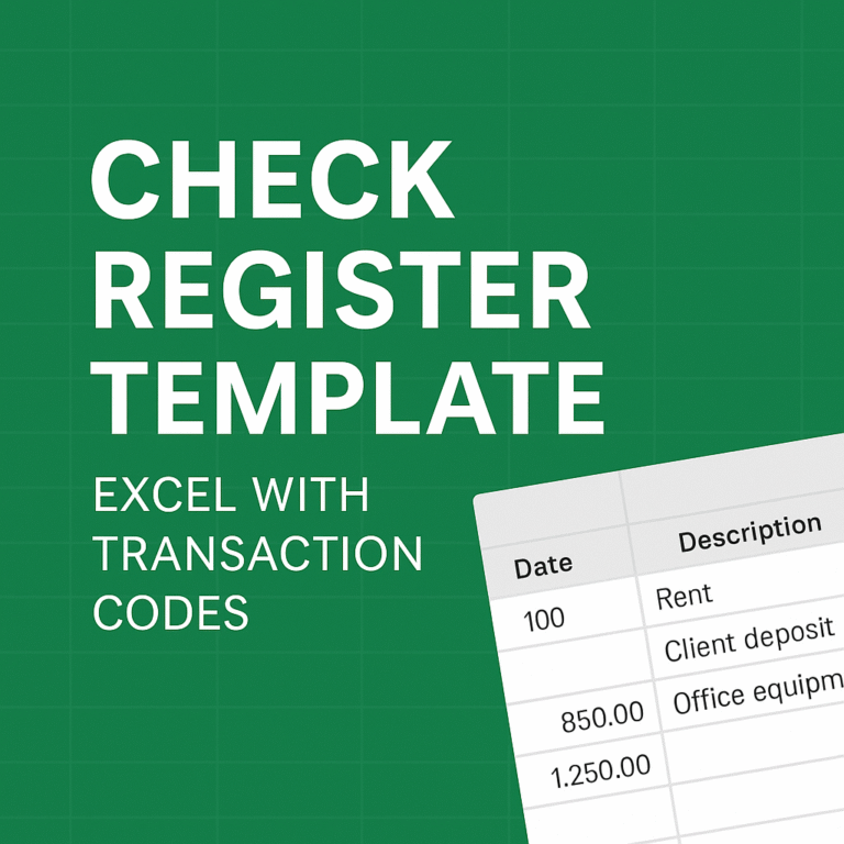 Excel Template for Check Register with Transaction Codes