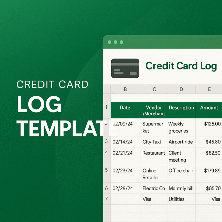 Download [Free] Credit Card Log Excel Template