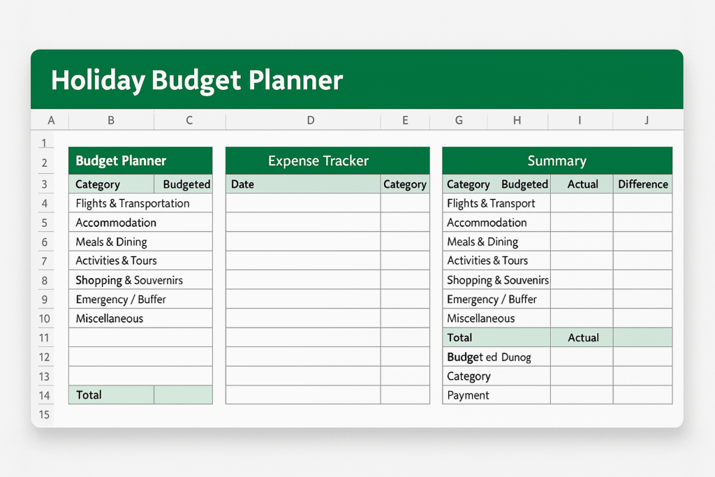 Download [Free] Holiday Budget Planner Excel Template