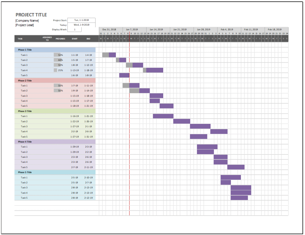 Download Simple Project Schedule Gantt Chart Excel Template