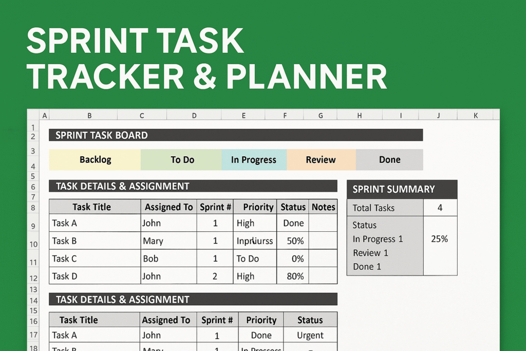 [Free] Get Sprint Task Tracker and Planner Excel Template