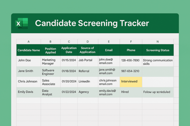 Candidate Screening Tracker Excel Template