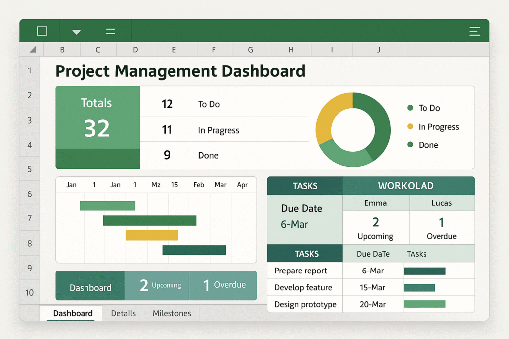 Excel Project Management Dashboard – Visual Task Tracker
