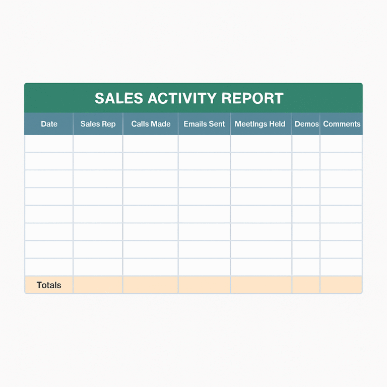 Sales Activity Report Template – Excel Tracking Sheet