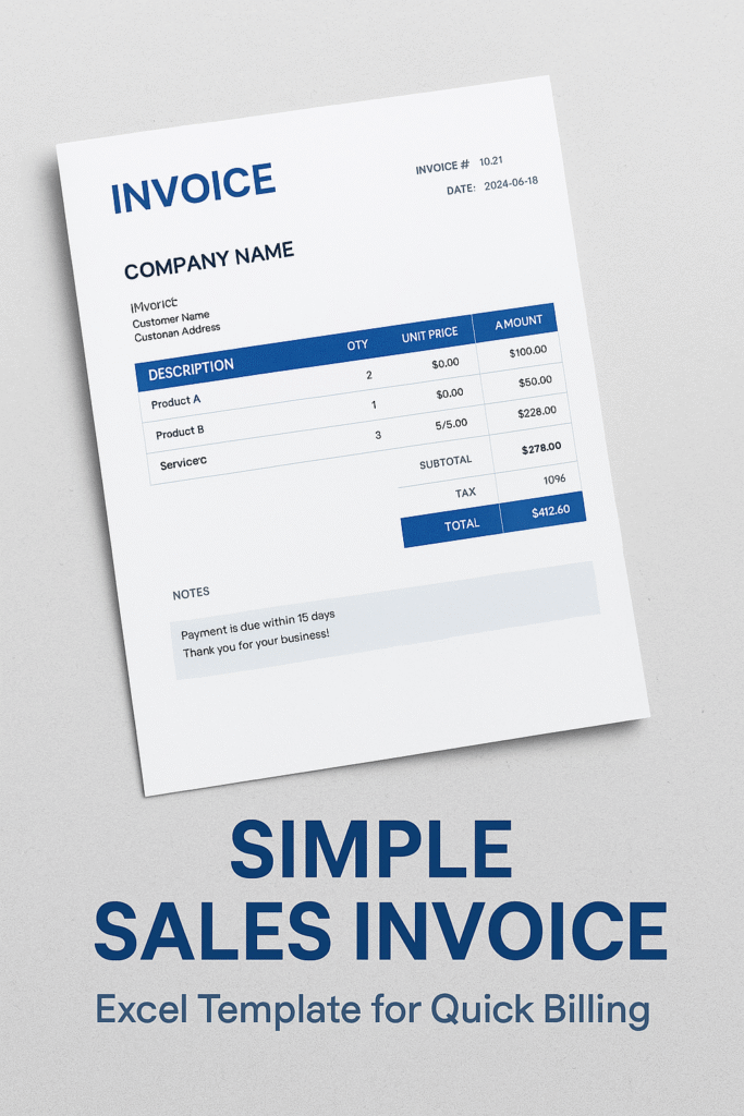 Simple Sales Invoice – Excel Template for Quick Billing