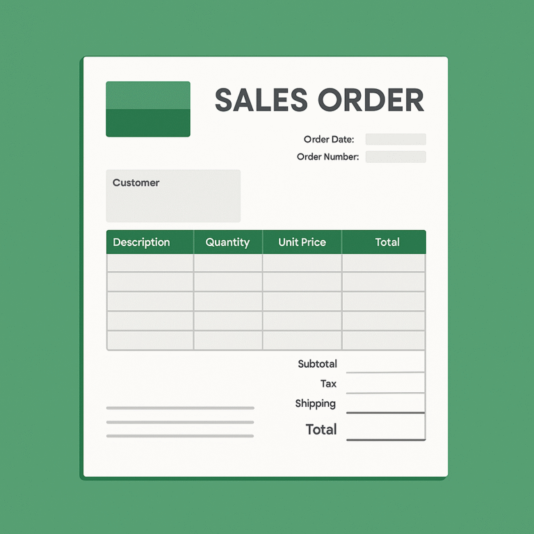 Basic Sales Order Template – Excel Product Order Form