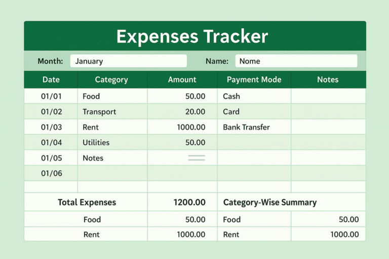 Personal Expenses Tracker Template