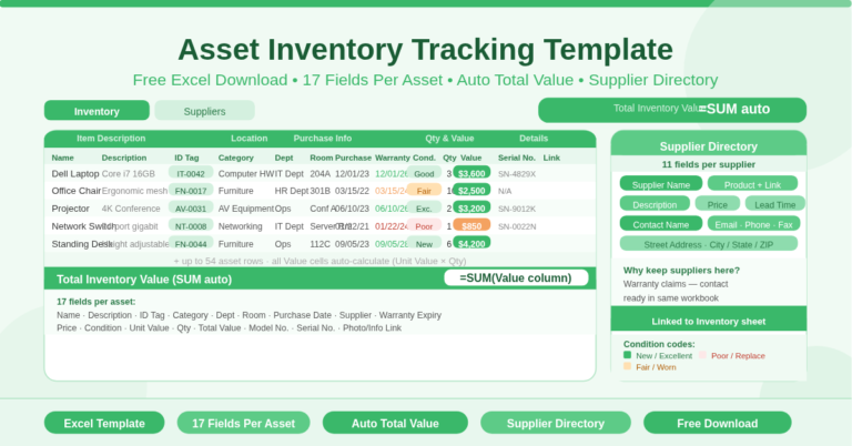 Asset Inventory Tracking Template