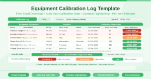 Equipment Calibration Log Template – Calibration Tracker