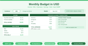 Monthly Budget in USD Template | ExcelGuru.io