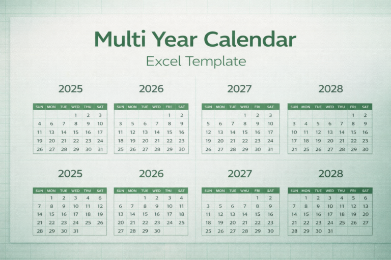 Multi Year Calendar Excel Template (Free Download)