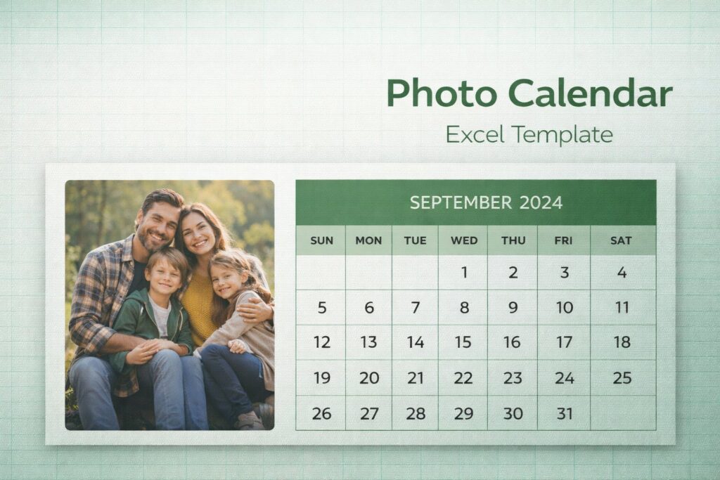 Photo Calendar Excel Template (Free Download)