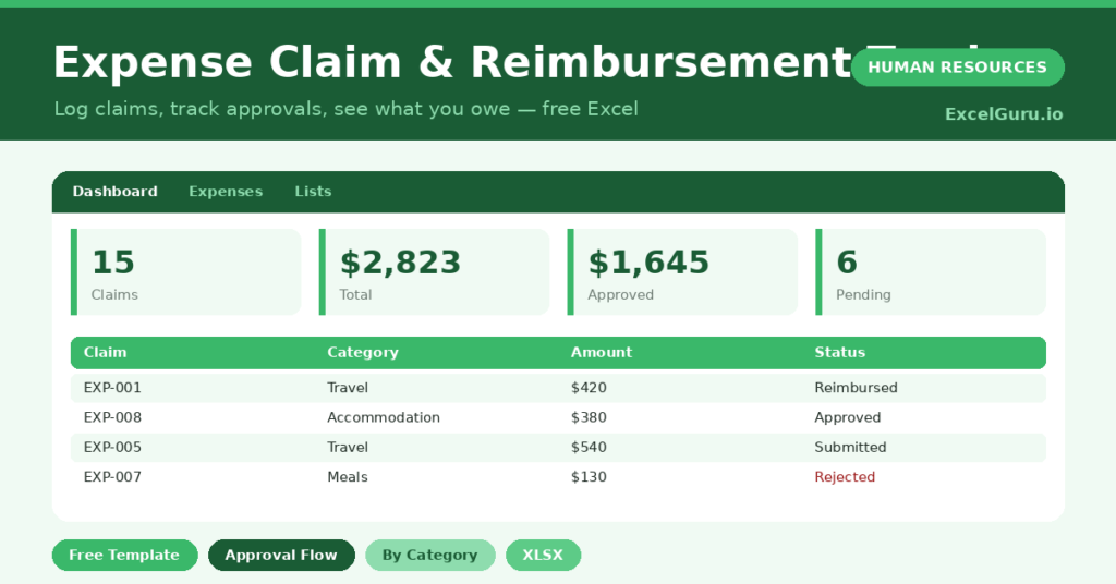 Expense Claim & Reimbursement Tracker in Excel (Free)