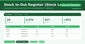 Download Stock In-Out Register in Excel (Free Stock Ledger)