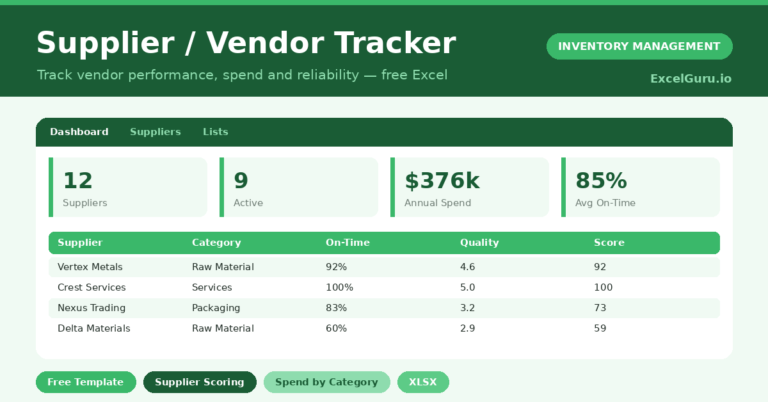 Supplier & Vendor Tracker in Excel (Free Download)